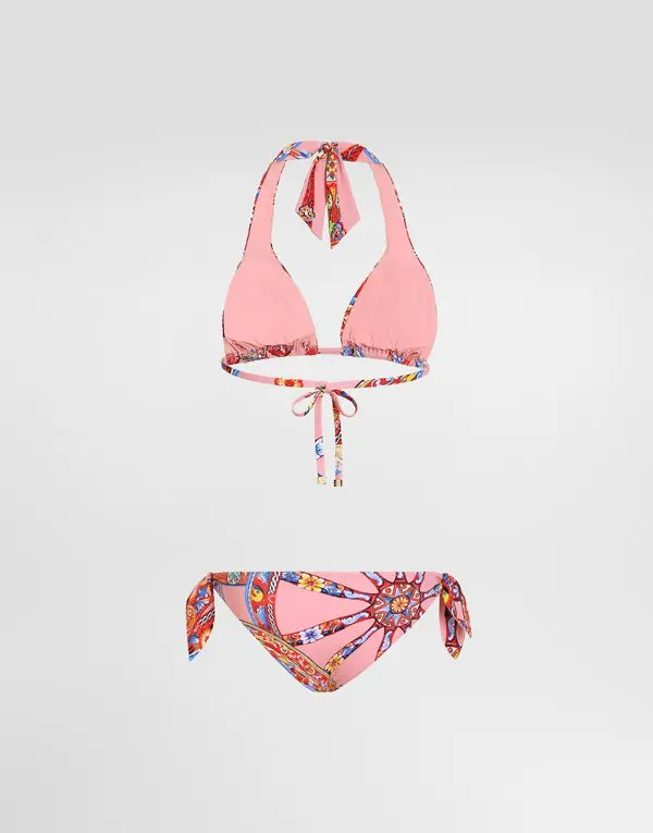 Dolce & Gabbana Carretto-print Triangle Bikini Swimwear