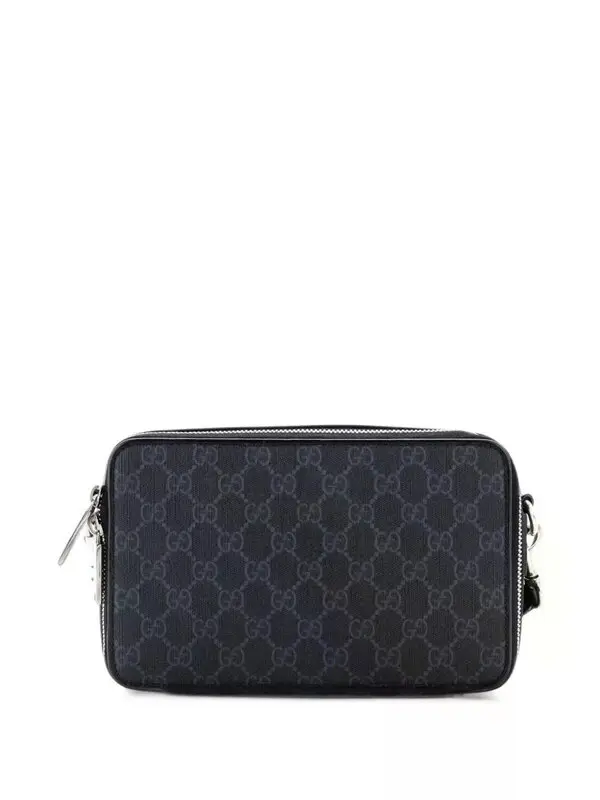 Gucci Web Strap Zip Around Camera Crossbody Bag Gg Coated Canvas Shoulder Bag