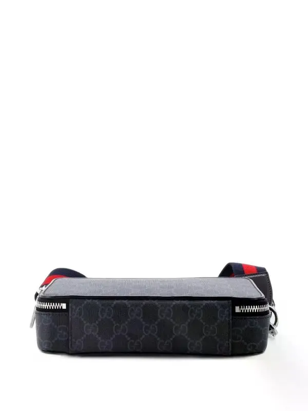 Gucci Web Strap Zip Around Camera Crossbody Bag Gg Coated Canvas Shoulder Bag