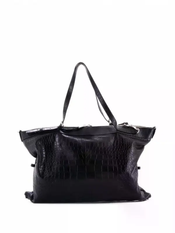 Saint Laurent Id Convertible Bag Crocodile Embossed Leather Large Tote Bag