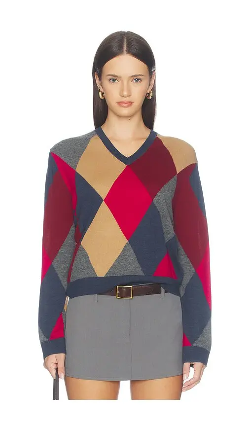 LESET James Argyle Classic V Neck Pullover In . Also - Multi