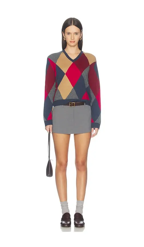 LESET James Argyle Classic V Neck Pullover In . Also
