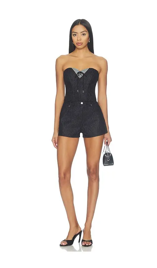 FLEUR DU MAL Lace Denim Bustier In . Also