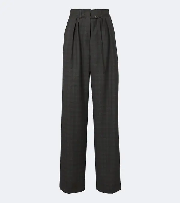 Dries Van Noten Checked Pleated Wool Wide-leg Pants