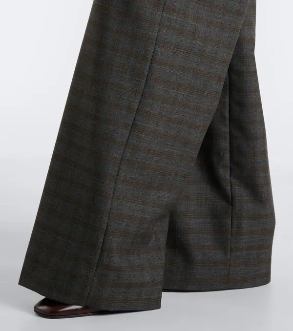 Dries Van Noten Checked Pleated Wool Wide-leg Pants