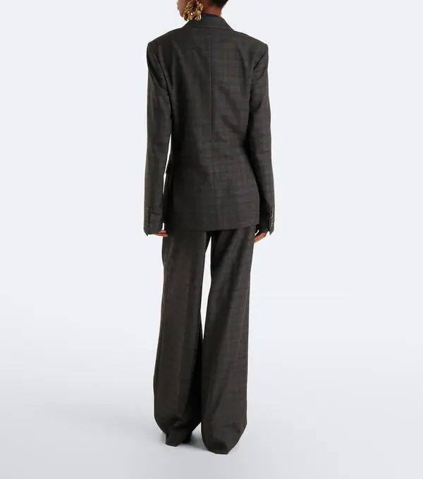 Dries Van Noten Checked Pleated Wool Wide-leg Pants