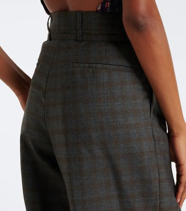 Dries Van Noten Checked Pleated Wool Wide-leg Pants
