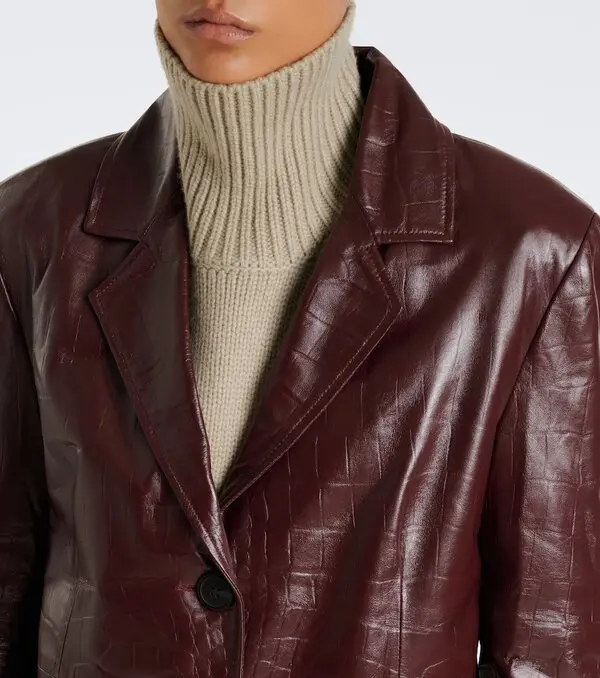 ARMA Aisa Croc-effect Leather Coat