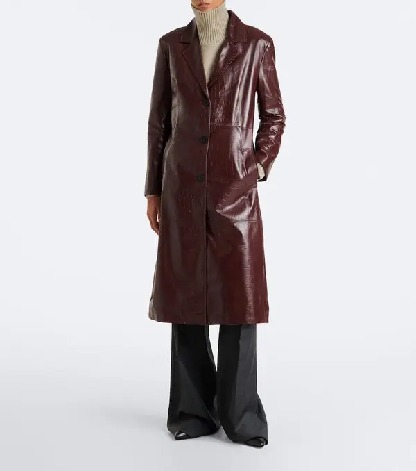 ARMA Aisa Croc-effect Leather Coat