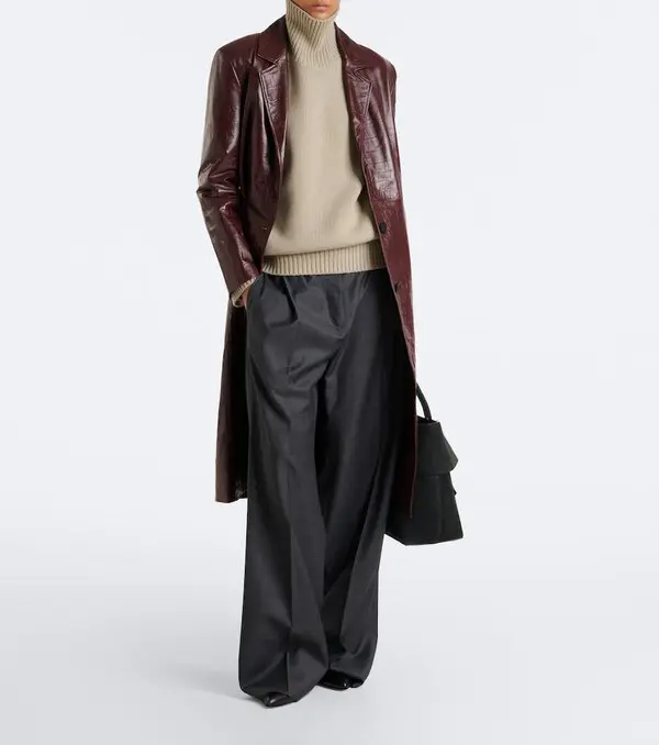 ARMA Aisa Croc-effect Leather Coat