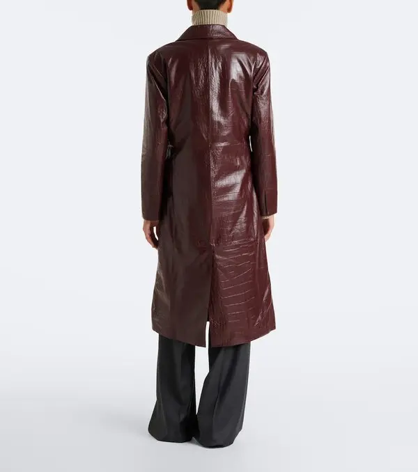ARMA Aisa Croc-effect Leather Coat