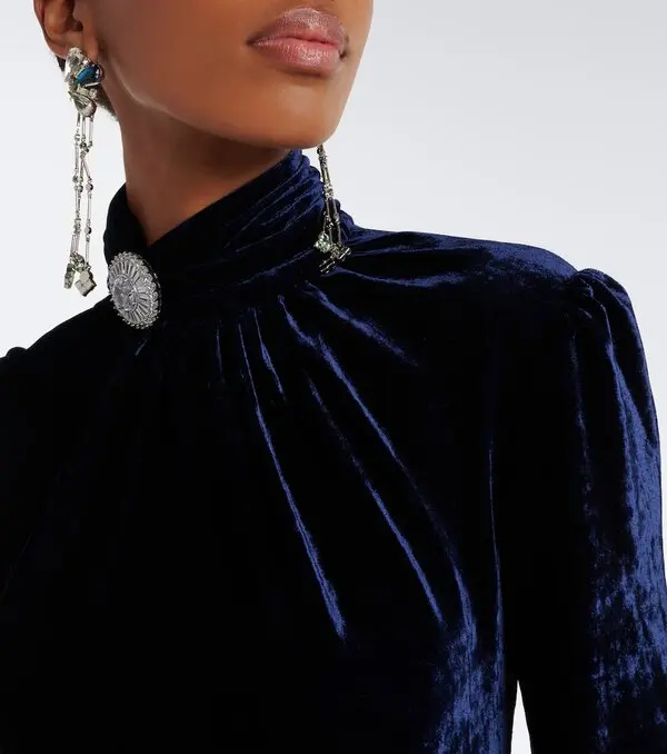 Rabanne Embellished Gathered Velvet Top