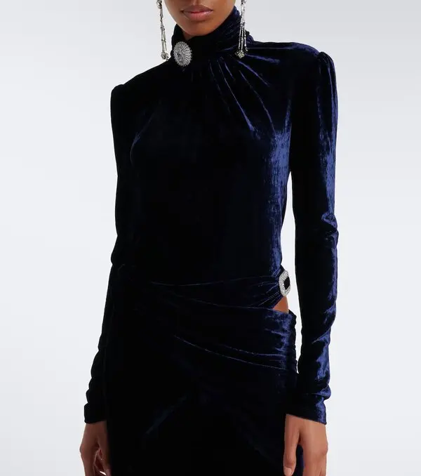 Rabanne Embellished Gathered Velvet Top