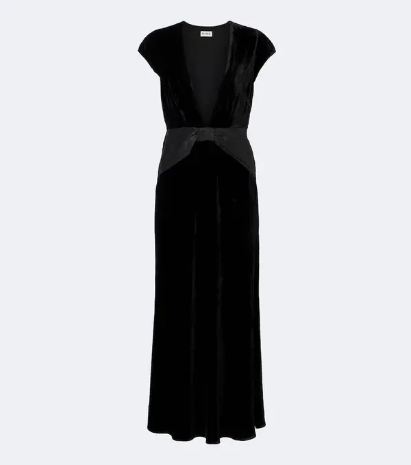 Rixo Arlette Draped Velvet Midi Dress