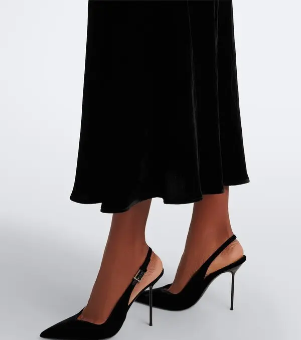 Rixo Arlette Draped Velvet Midi Dress