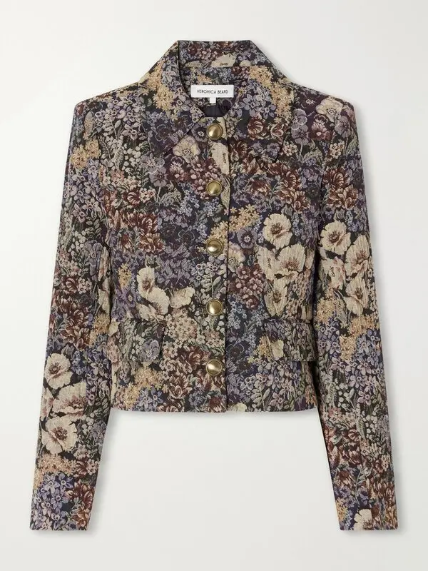 Veronica Beard Wilde Cropped Floral-brocade Jacket