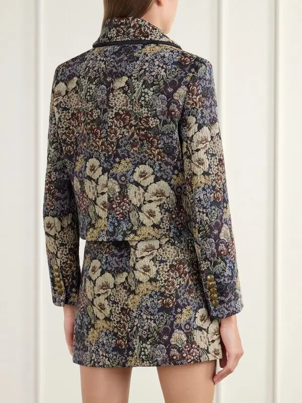 Veronica Beard Wilde Cropped Floral-brocade Jacket