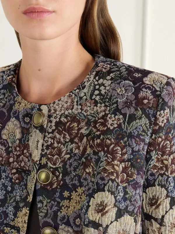 Veronica Beard Wilde Cropped Floral-brocade Jacket