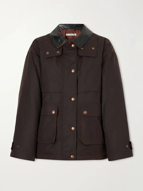 Acne Studios Leather-trimmed Waxed Cotton-canvas Down Jacket