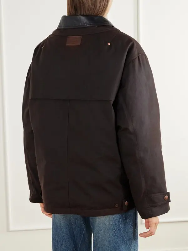 Acne Studios Leather-trimmed Waxed Cotton-canvas Down Jacket