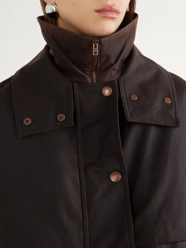 Acne Studios Leather-trimmed Waxed Cotton-canvas Down Jacket