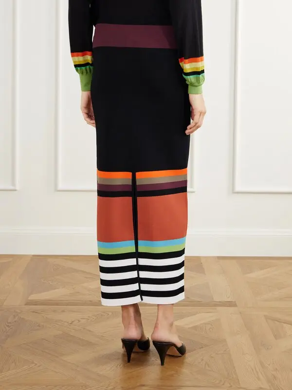 Christopher John Rogers Striped Stretch-jersey Midi Skirt
