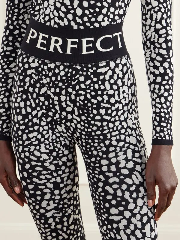 Perfect Moment Leopard-jacquard Thermal Stretch-knit Ski Leggings