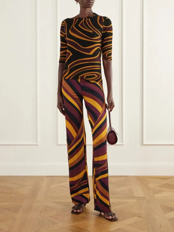 Emilio Pucci Printed Open-back Wool-blend Sweater - Multi