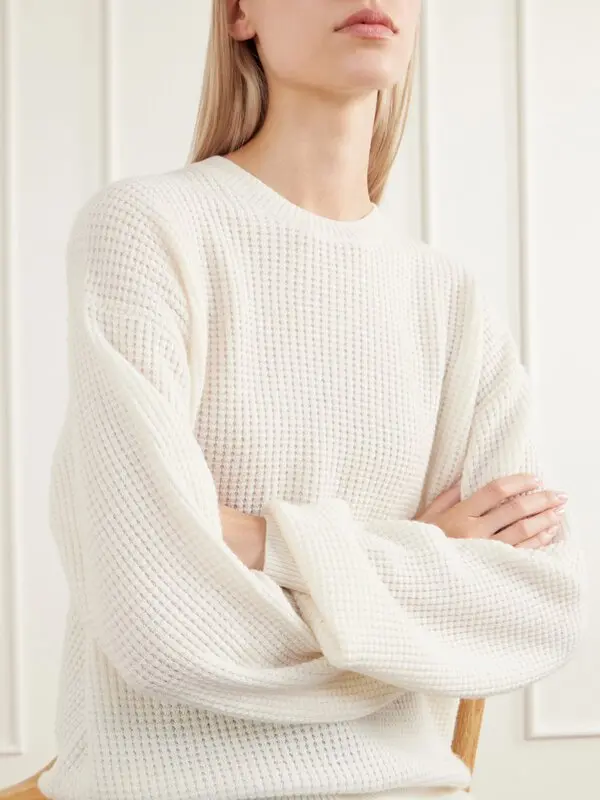 Eterne Brock Waffle-knit Cashmere Sweater