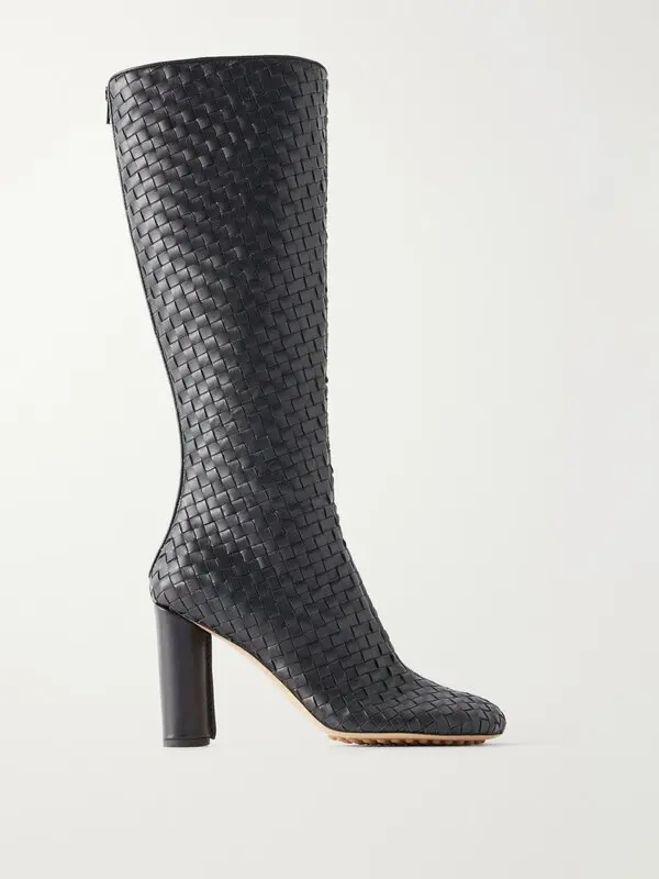 Bottega Veneta Cherry 90 Intrecciato Leather Knee Boots