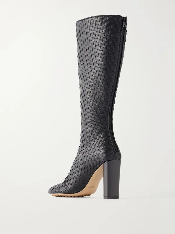 Bottega Veneta Cherry 90 Intrecciato Leather Knee Boots
