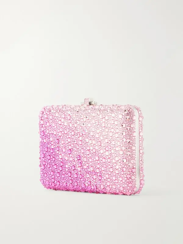 Judith Leiber Slim Slide Crystal-embellished Silver-tone Clutch