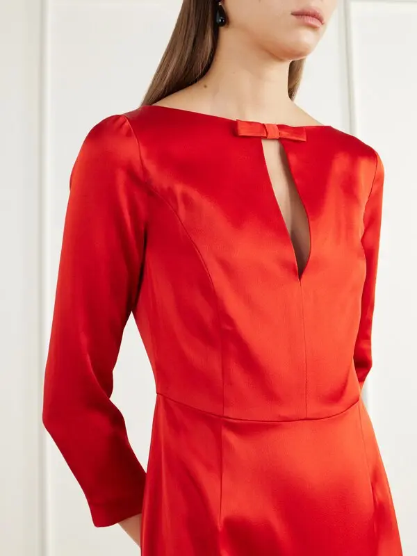 Bernadette Eleni Bow-detailed Satin Midi Dress