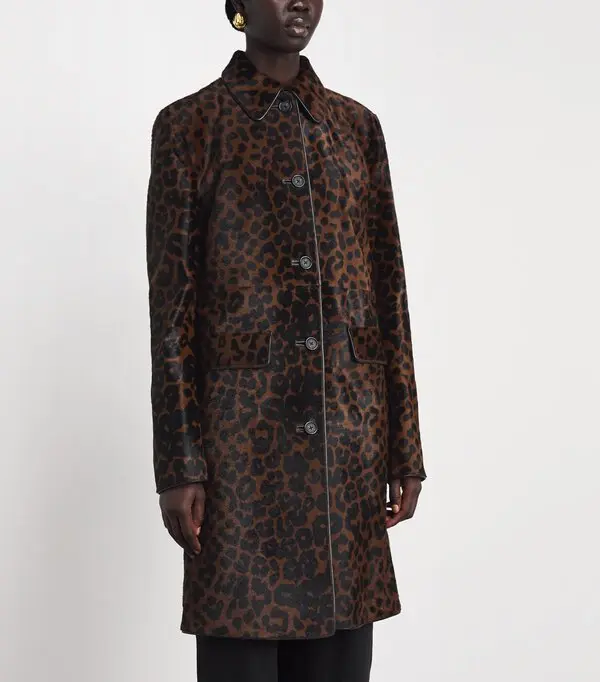 TOTEME Pony Hair Leopard Trench Coat