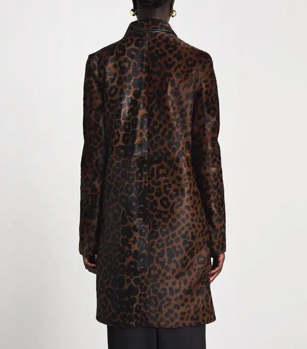 TOTEME Pony Hair Leopard Trench Coat