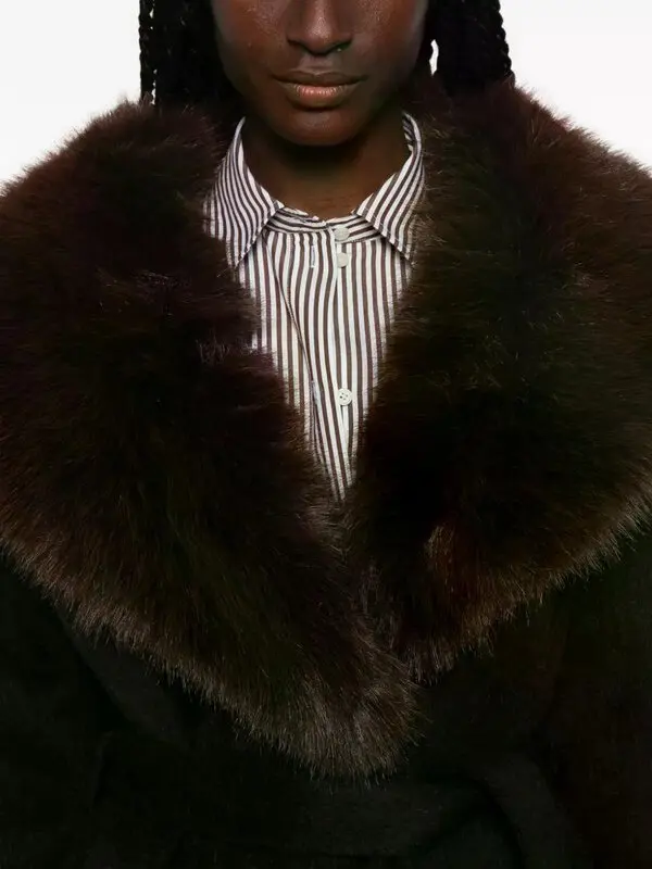 Sandro Faux-fur Collar Belted Coat