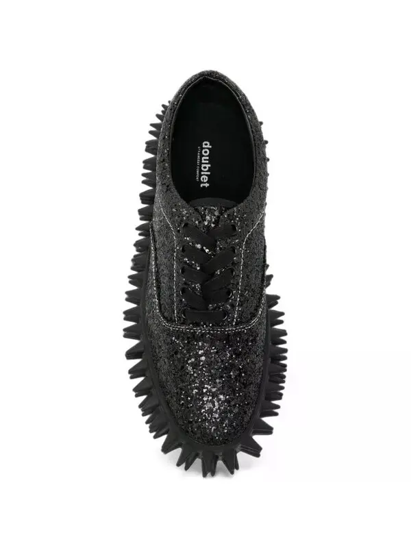 DOUBLET Glitter-effect Spiked-sole Sneakers