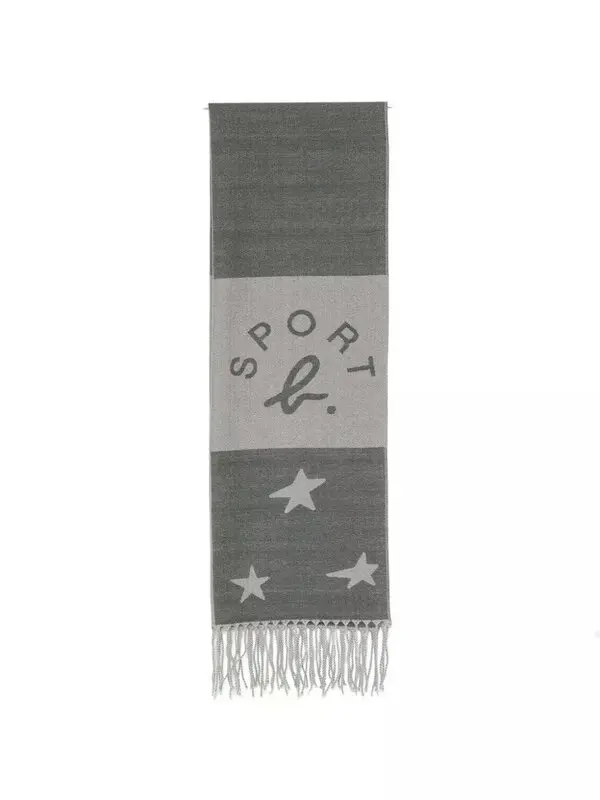 AGNES B. Logo-intarsia Scarf - Grey