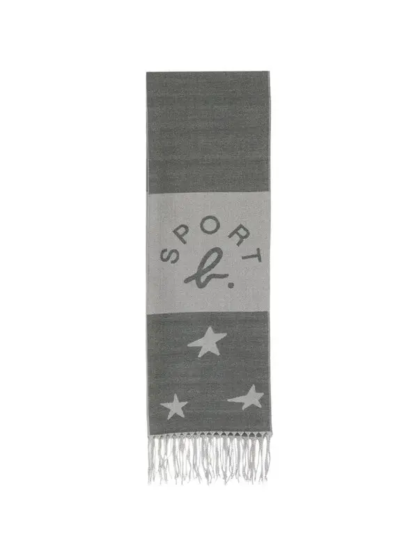 AGNES B. Logo-intarsia Scarf - Grey
