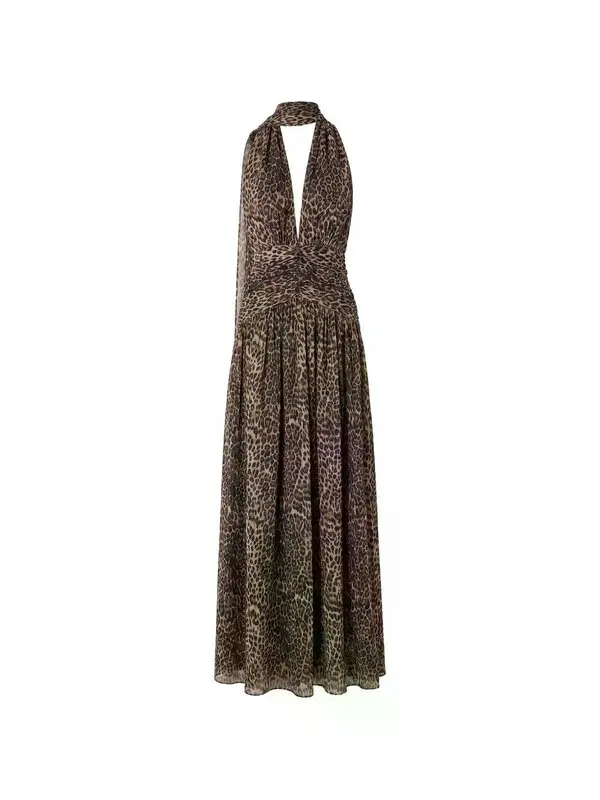 NICHOLAS Leopard-print Halterneck Maxi Dress