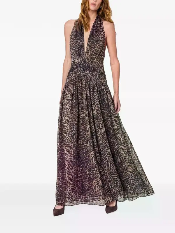 NICHOLAS Leopard-print Halterneck Maxi Dress