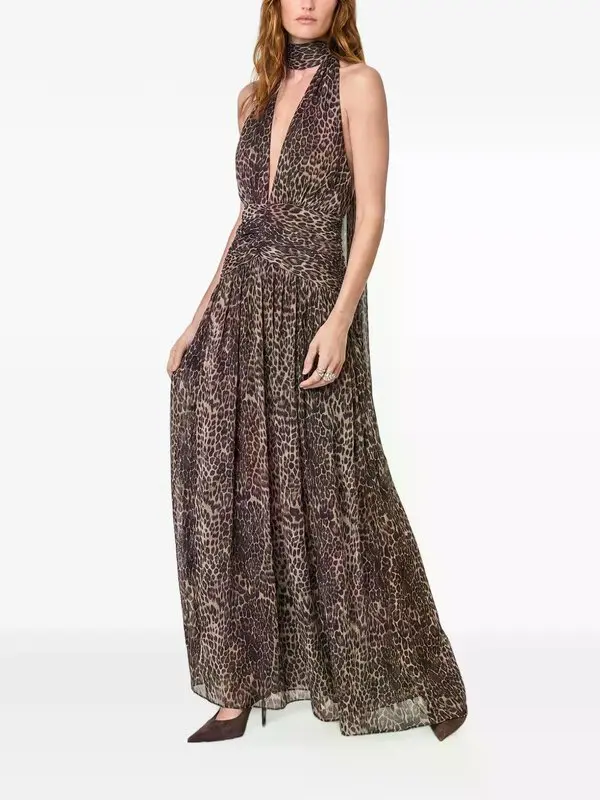 NICHOLAS Leopard-print Halterneck Maxi Dress