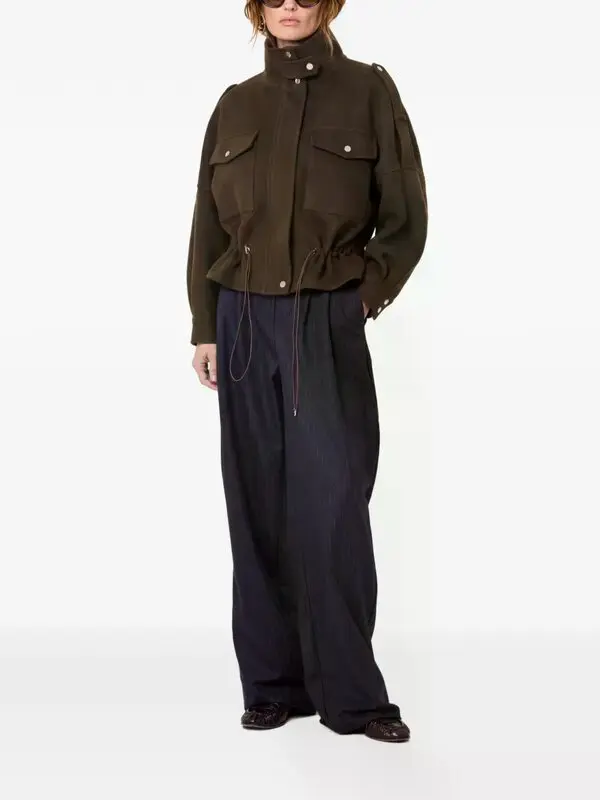 NICHOLAS Drawstring-waist Pocket-detail Jacket - Green