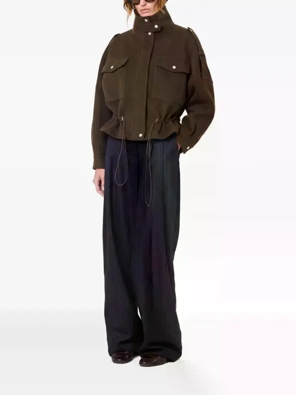 NICHOLAS Drawstring-waist Pocket-detail Jacket - Green