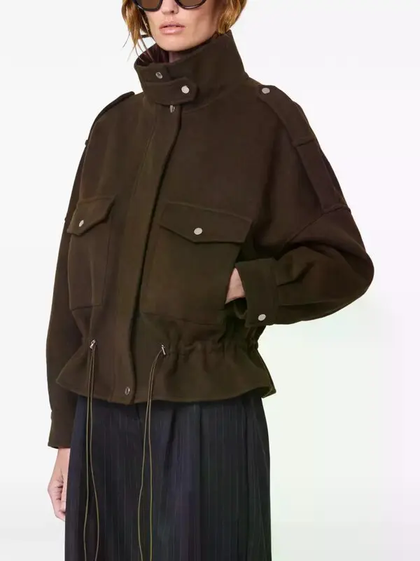 NICHOLAS Drawstring-waist Pocket-detail Jacket - Green
