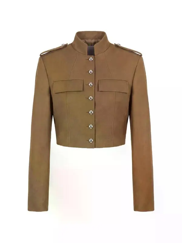 NICHOLAS Cropped Epaulette-detail Jacket - Brown
