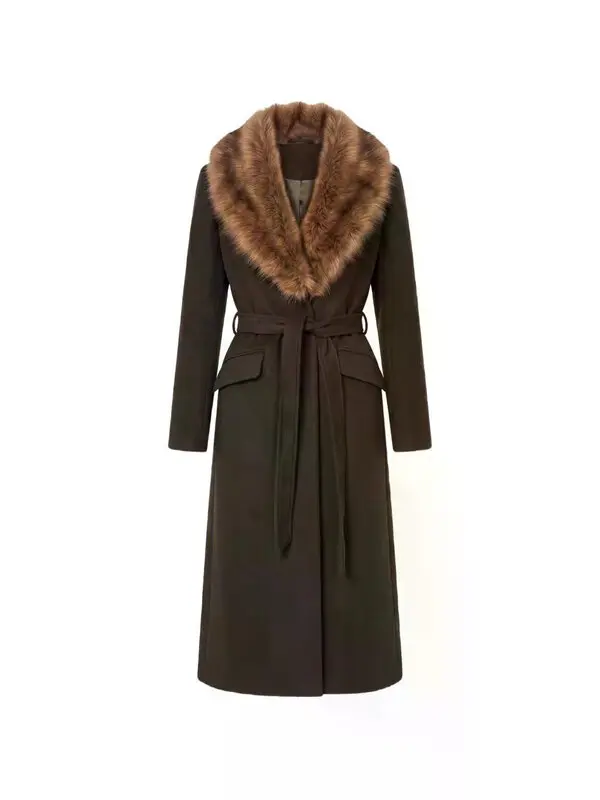 NICHOLAS Faux-fur Collar Belted Coat