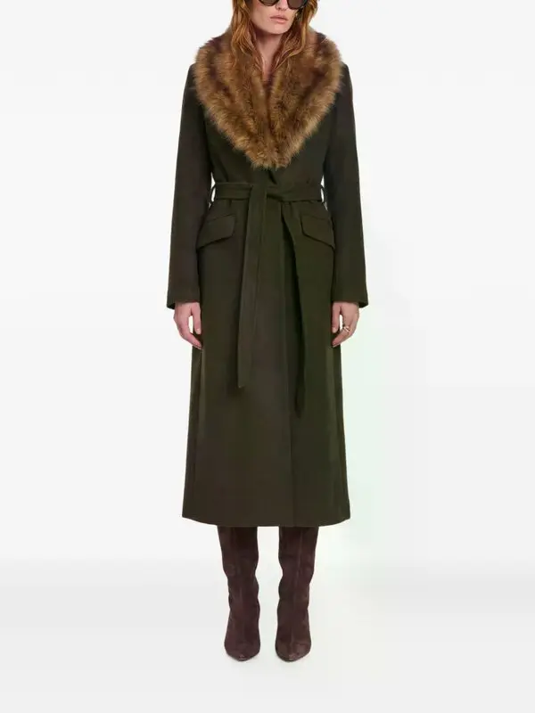 NICHOLAS Faux-fur Collar Belted Coat