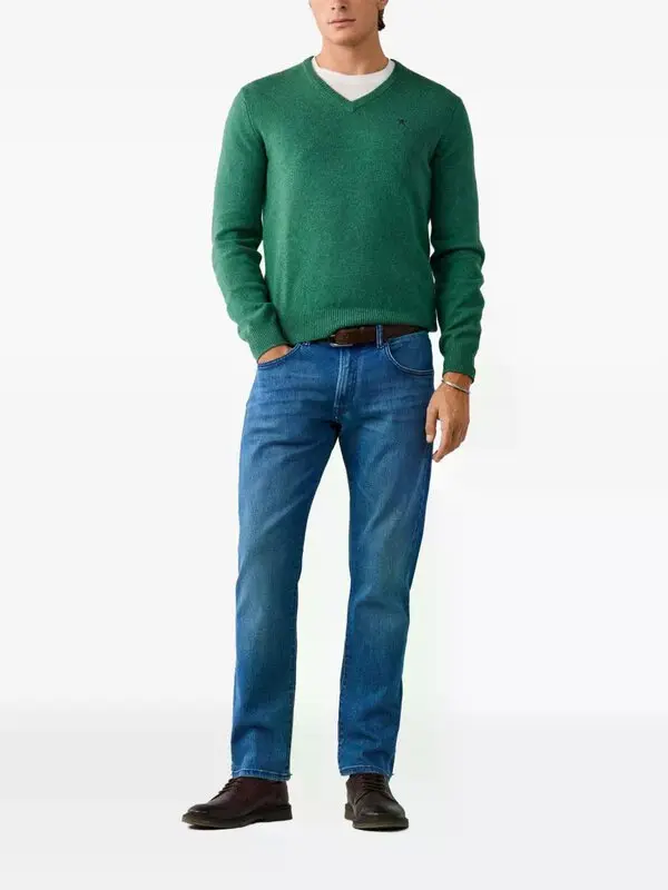 HACKETT  V-neck Wool Sweater - Green