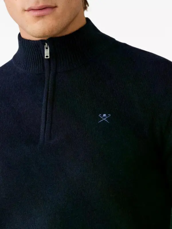 HACKETT  London Quarter-zip Elbow-patch Sweater
